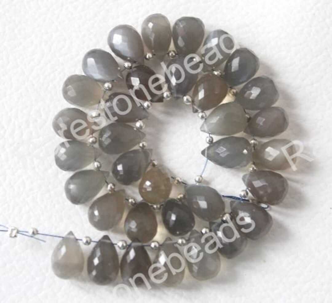 Natural Grey Moon Stone, 10 Pieces, Top Drilled Gemstone, Moon Stone ...