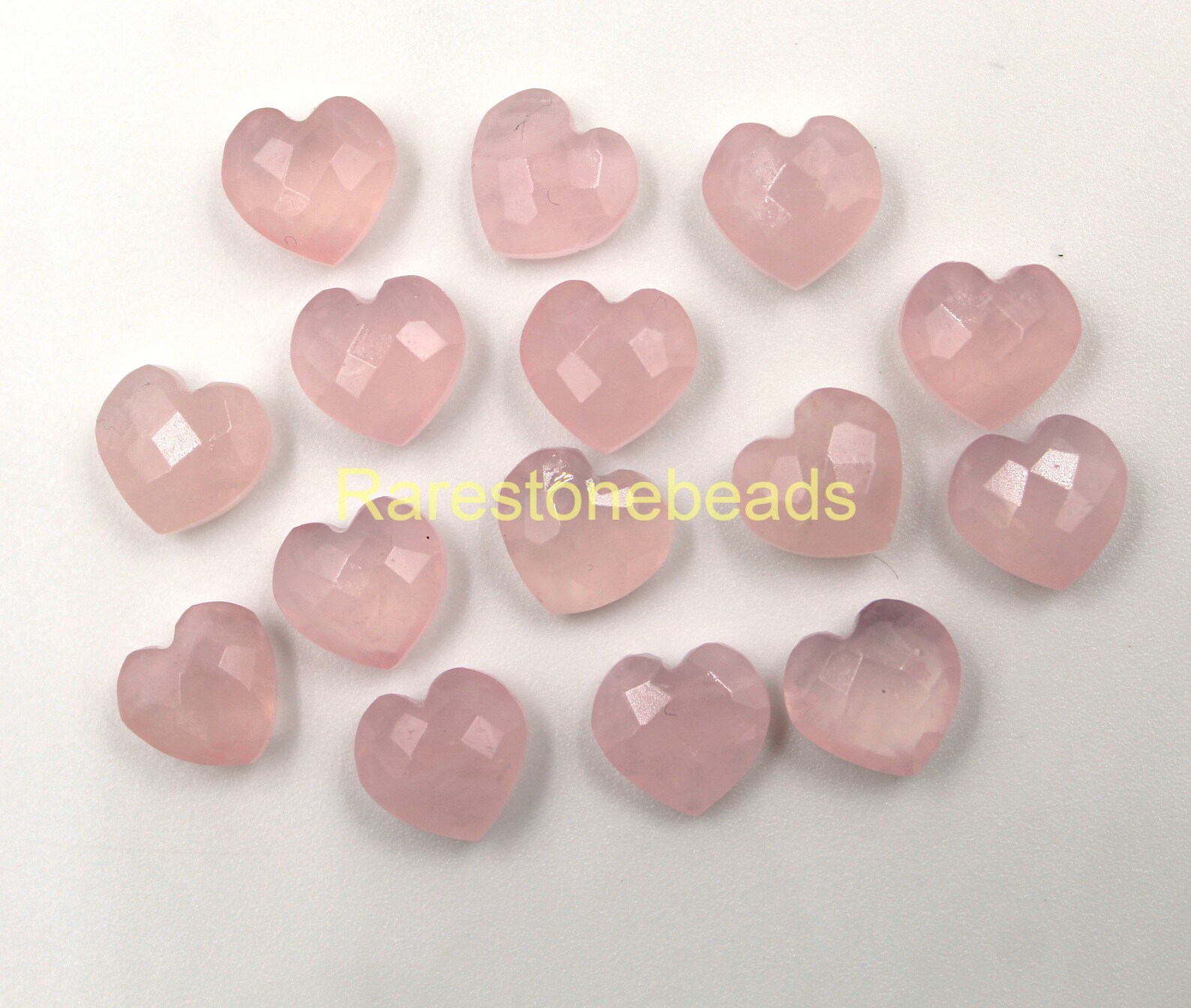 Natural Rose Quartz, Heart Shape Gemstone, 10 Pieces Faceted Stone ...