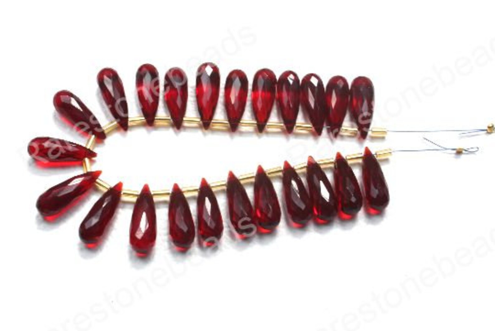 10 Pieces Garnet Quartz Gemstone Long Shape Teardrop Faceted - Etsy