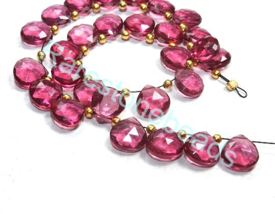 20 Pieces Ruby Lite Quartz Gemstone, Tiny Heart Shape Beads, Top ...