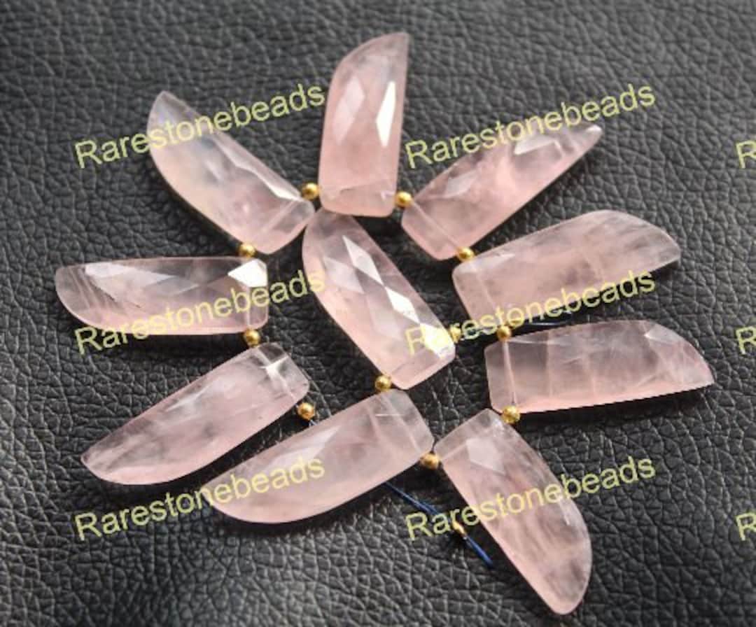 8 Pieces Natural Rose Quartz Gemstone, Polished Gemstone, Top Drilled ...