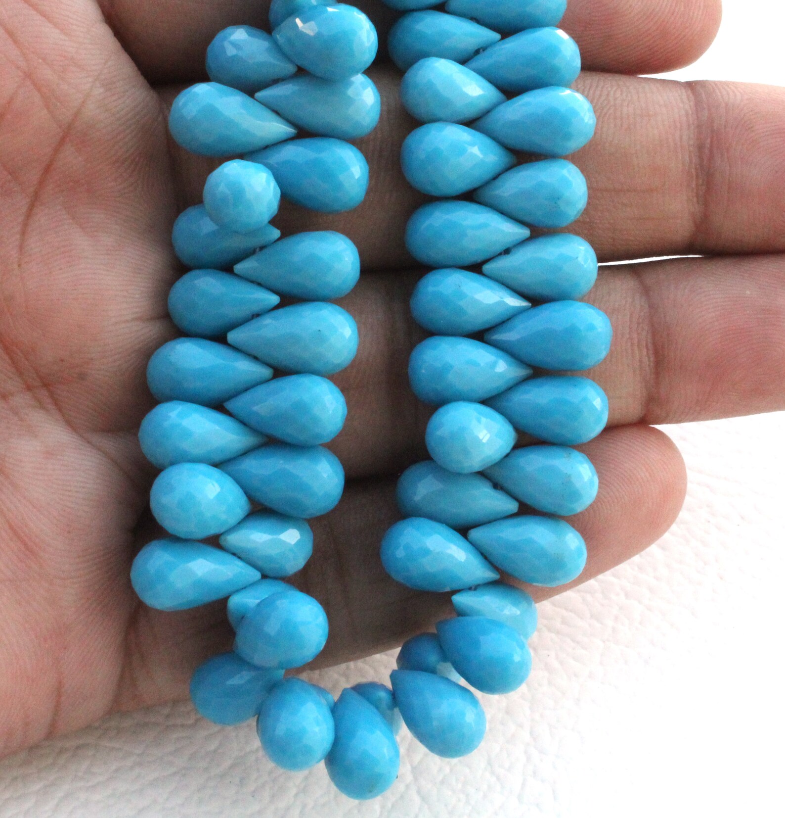 10 Pieces Turquoise gemstone Teardrop gemstone Micro Faceted | Etsy