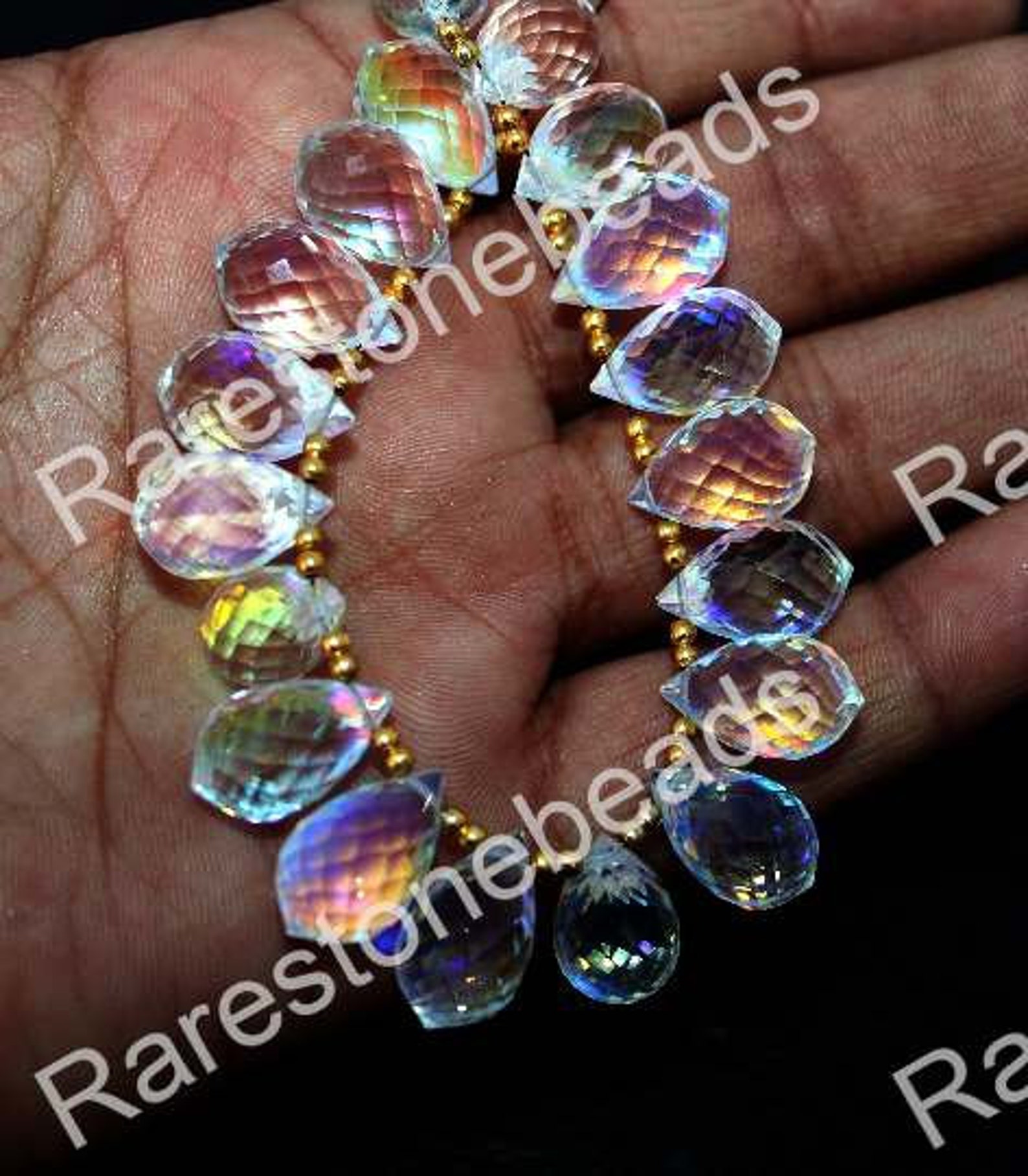 10 Pieces Mystic Quartz Gemstone Micro Faceted Beads Top - Etsy