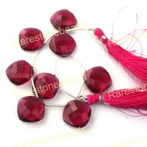 8 Pieces Ruby Lite Quartz Gemstone, Drilled Gemstone, Cushion Shape ...