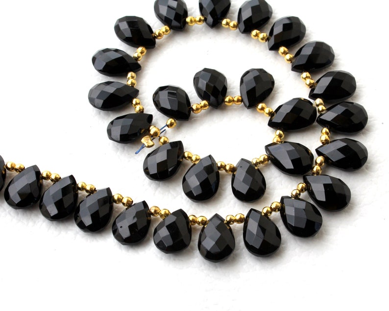 10 Pieces Natural Black Onyx Gemstone Top Quality Stone Side - Etsy