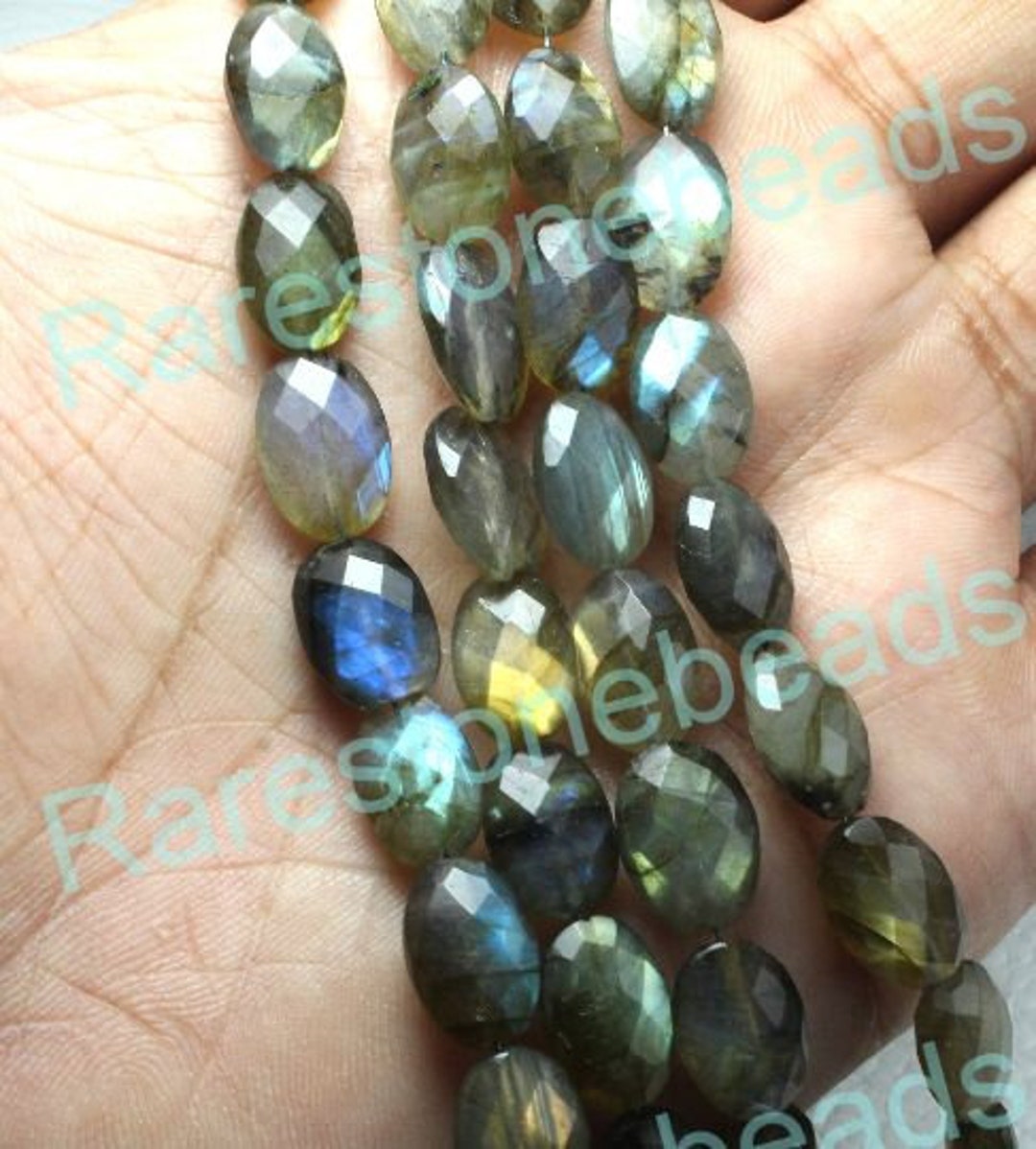 20 Pieces Natural Multi Labradorite Faceted Gemstone, Oval Shape Beads ...