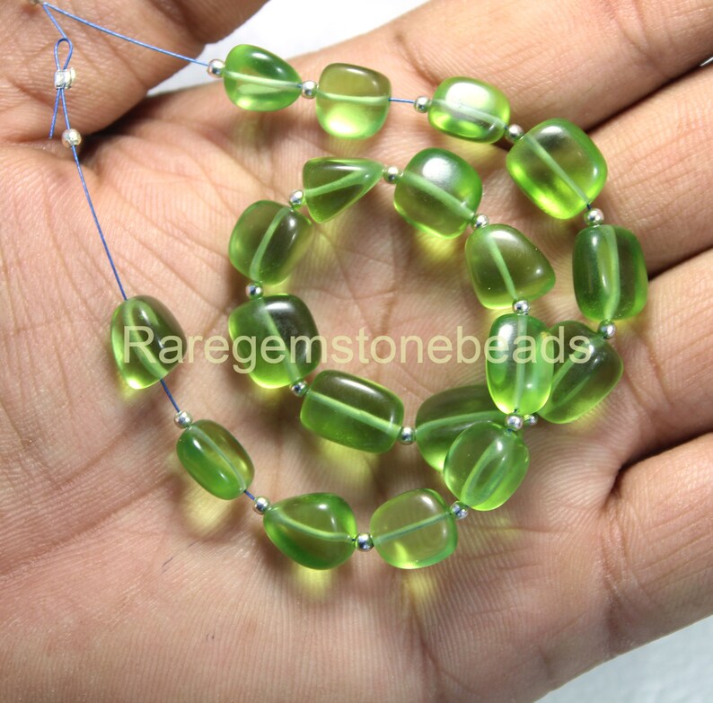 10 Pieces Peridot Quartz Gemstone, Drilled Stone Beads, Peridot Beads ...