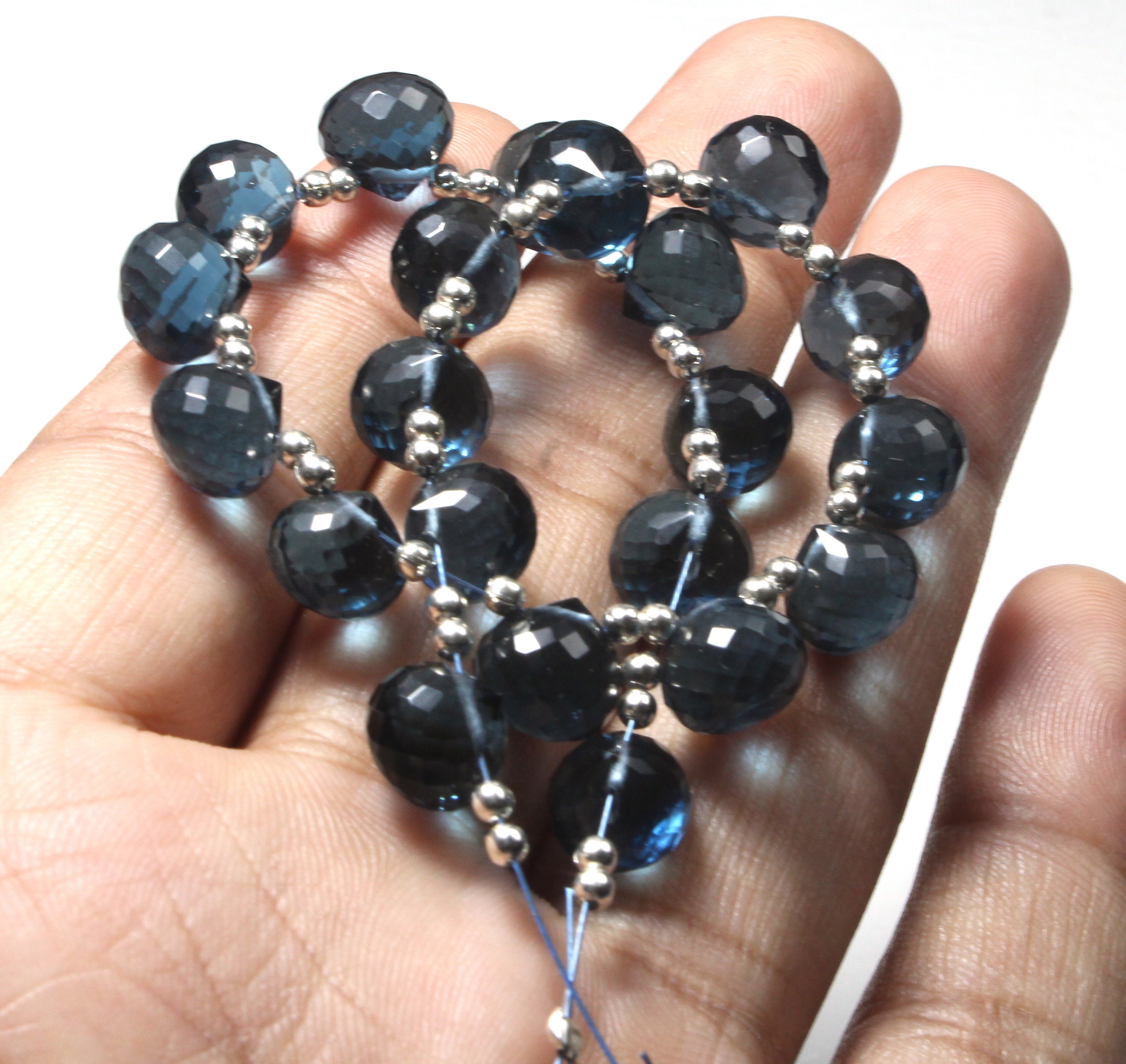 10 pieces london blue quartz gemstone drilled gemstone blue | Etsy