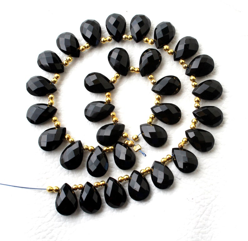 10 Pieces Natural Black Onyx Gemstone Top Quality Stone Side - Etsy