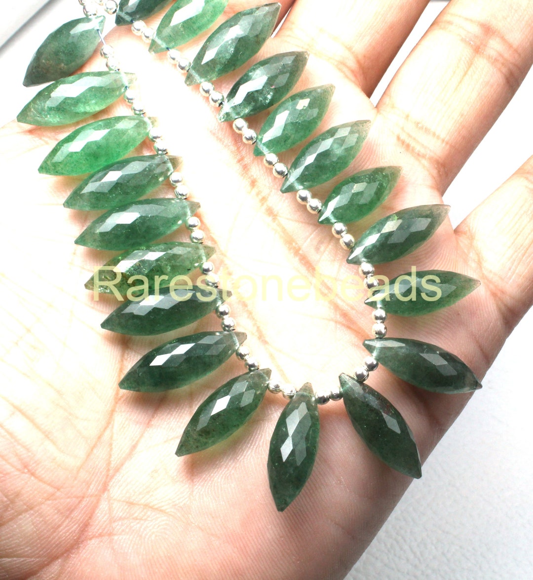 Natural Green Strawbery Quartz, 10 Pieces, Top Drilled Gemstone ...