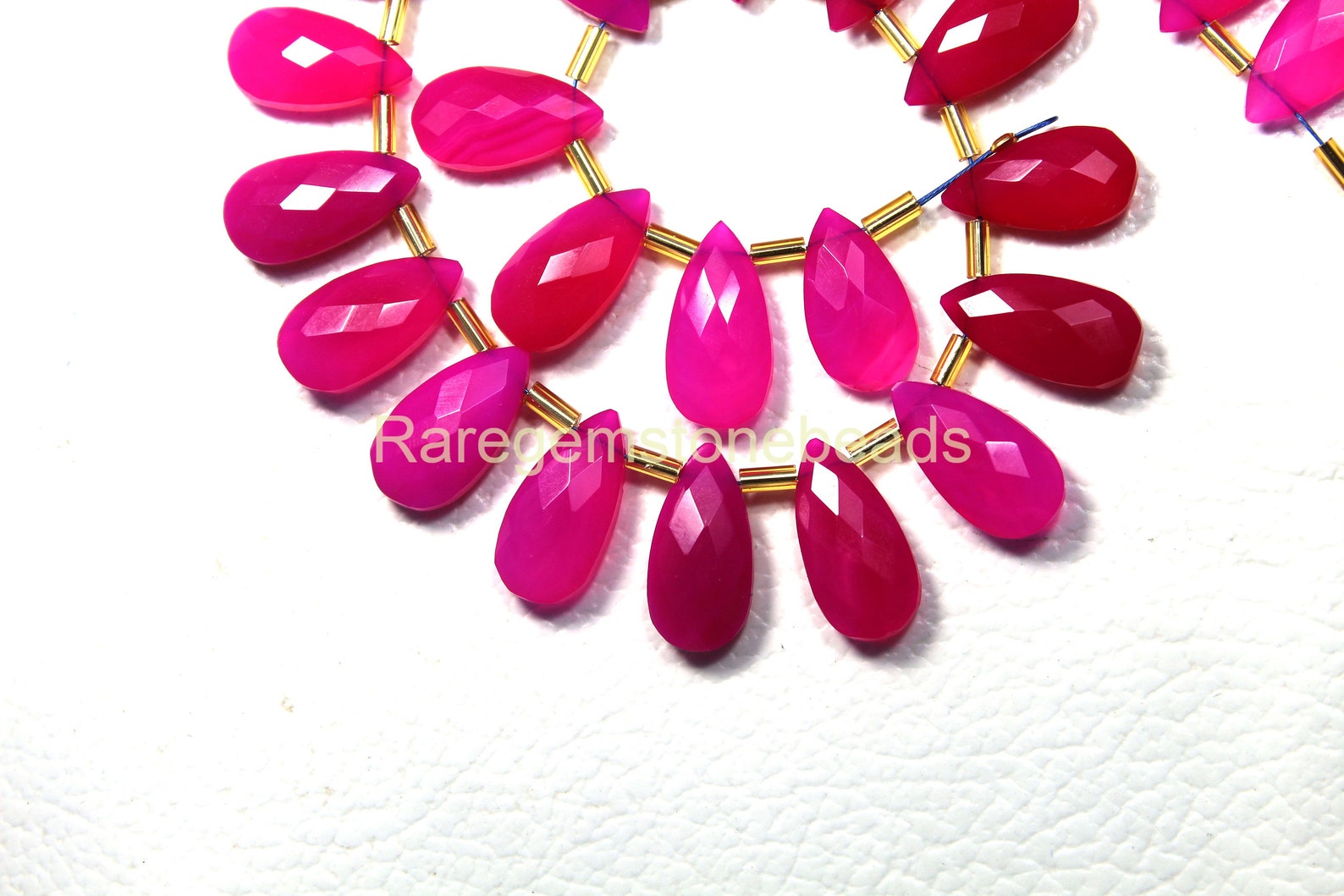 10 Pieces Natural Hot Pink Gemstone, Drilled Gemstone, Pear Shape Stone ...