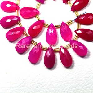 10 Pieces Natural Hot Pink Gemstone, Drilled Gemstone, Pear Shape Stone ...
