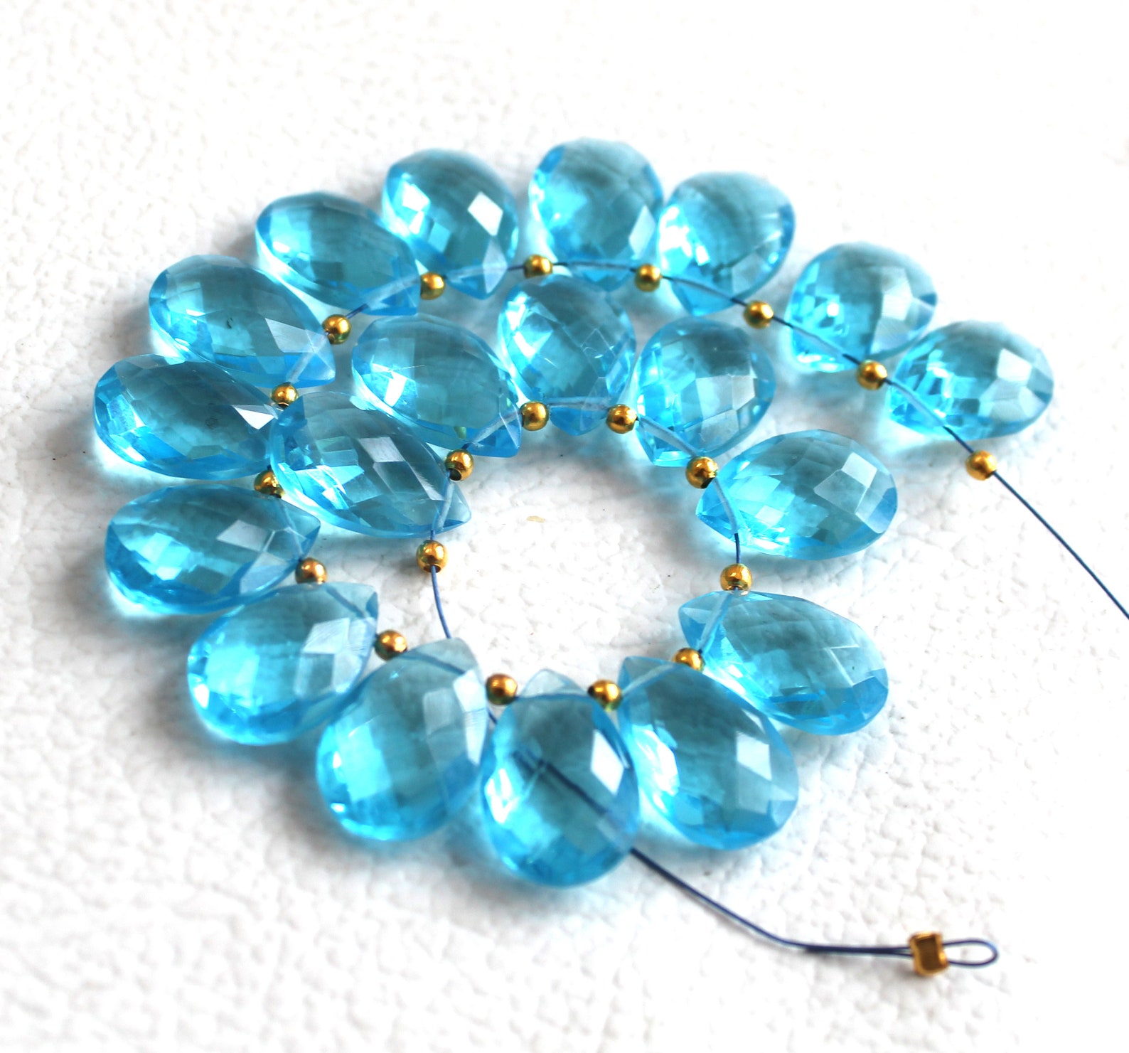 10 Pieces Sky Blue quartz gemstone Drilled gemstoneHandmade | Etsy