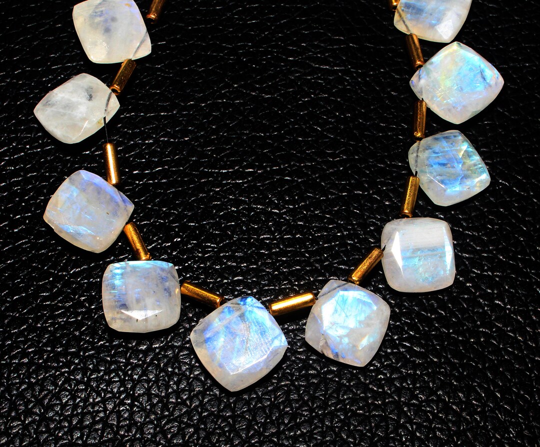 10 Pieces Natural Rainbow Moon Stone, Drilled Moon Stone, Faceted Moon ...