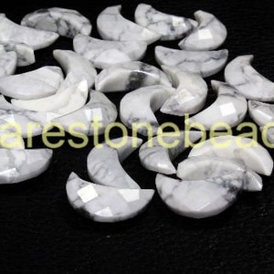 10 Pieces Natural Howlite Gemstone, Crescent Moon, Loose Carving ...