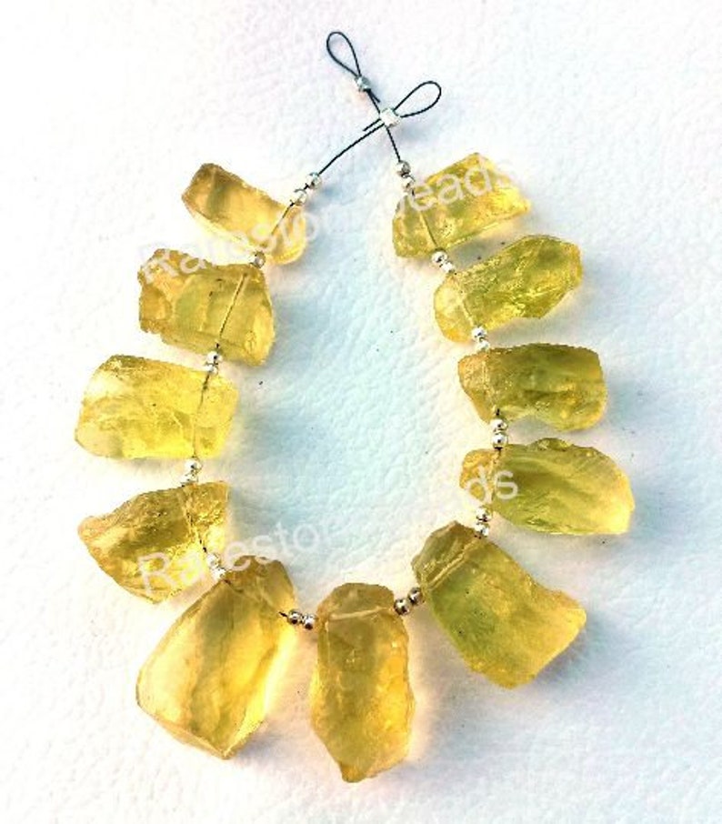 10 Pieces Natural Lemon Quartz Gemstone Raw Drilled Rough - Etsy