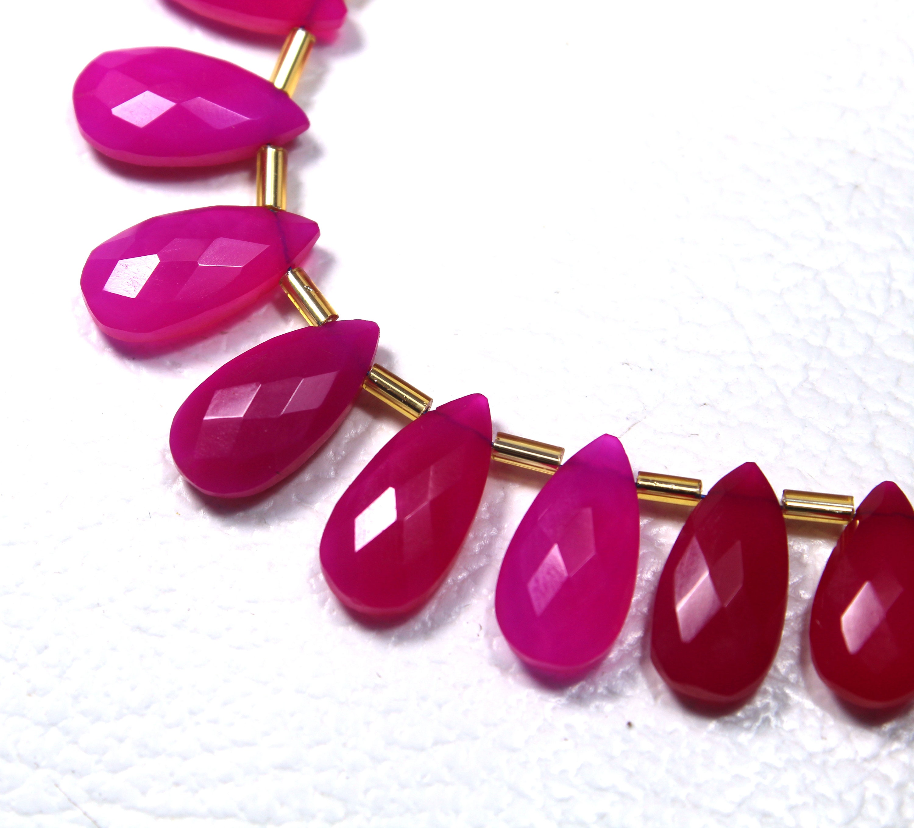 10 Pieces Natural Hot Pink gemstone drilled gemstone pear | Etsy