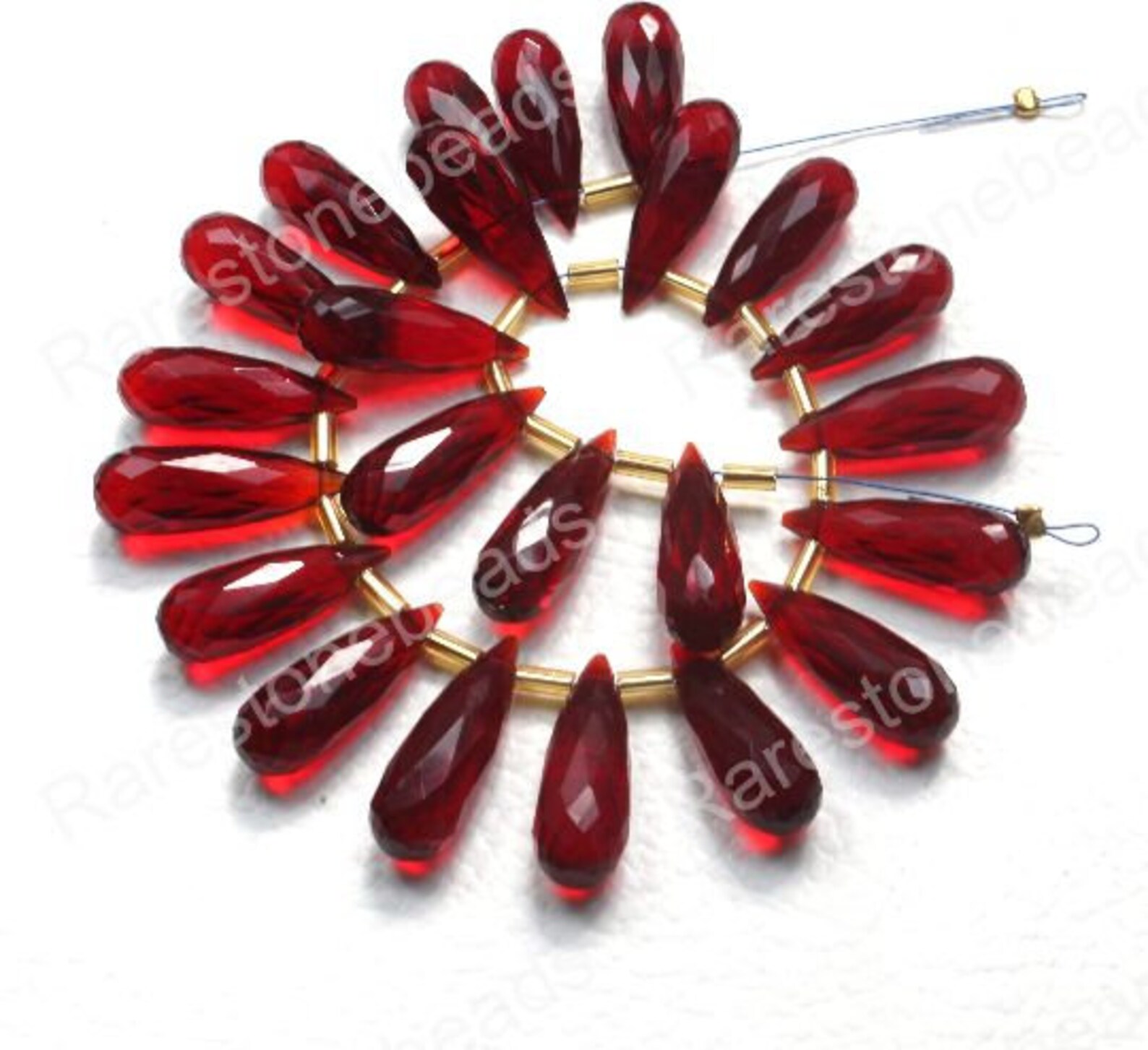 10 Pieces Garnet Quartz Gemstone Long Shape Teardrop Faceted - Etsy