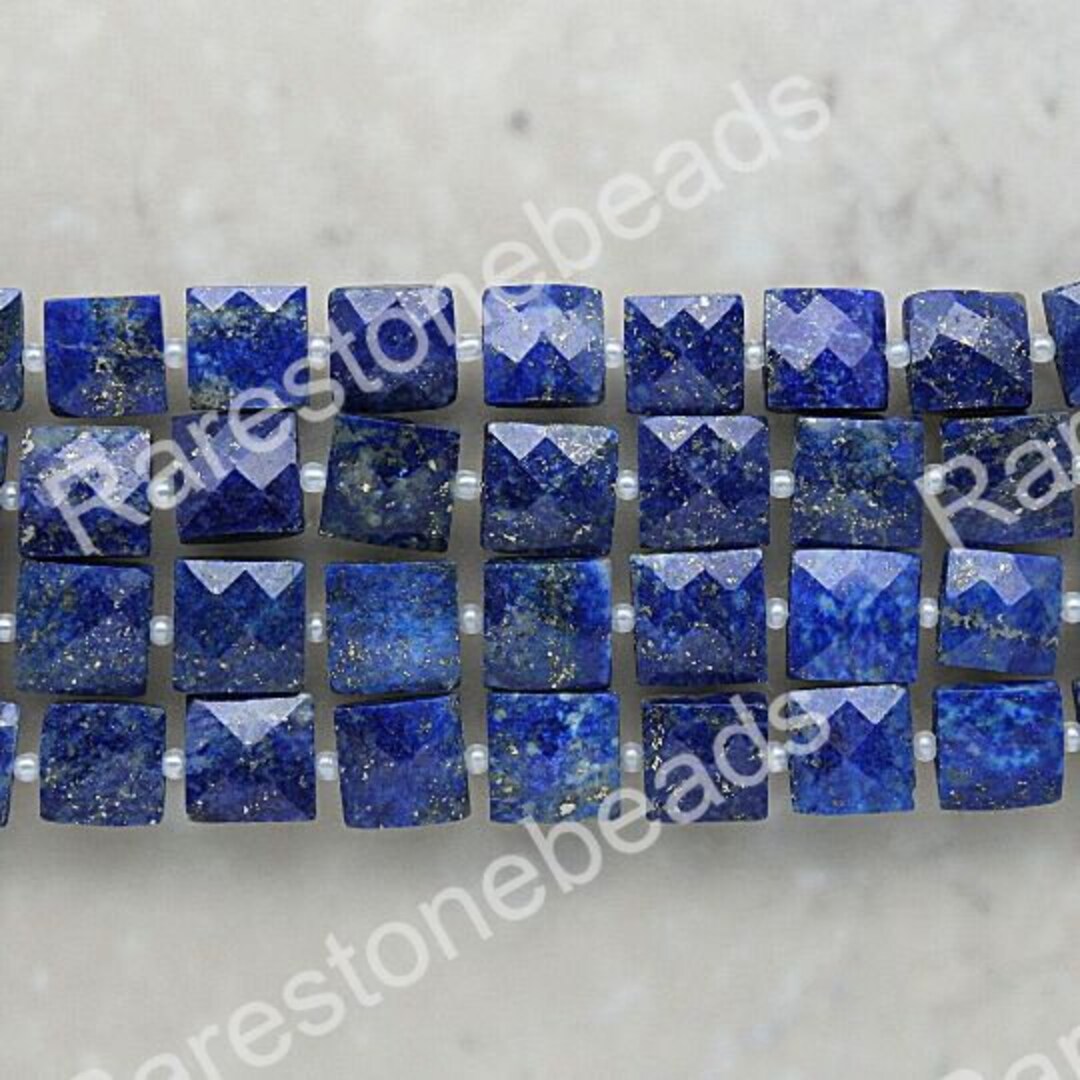 10 Pieces Natural Lapis Lazuli Gemstone, Drilled Gemstone, Square Shape ...