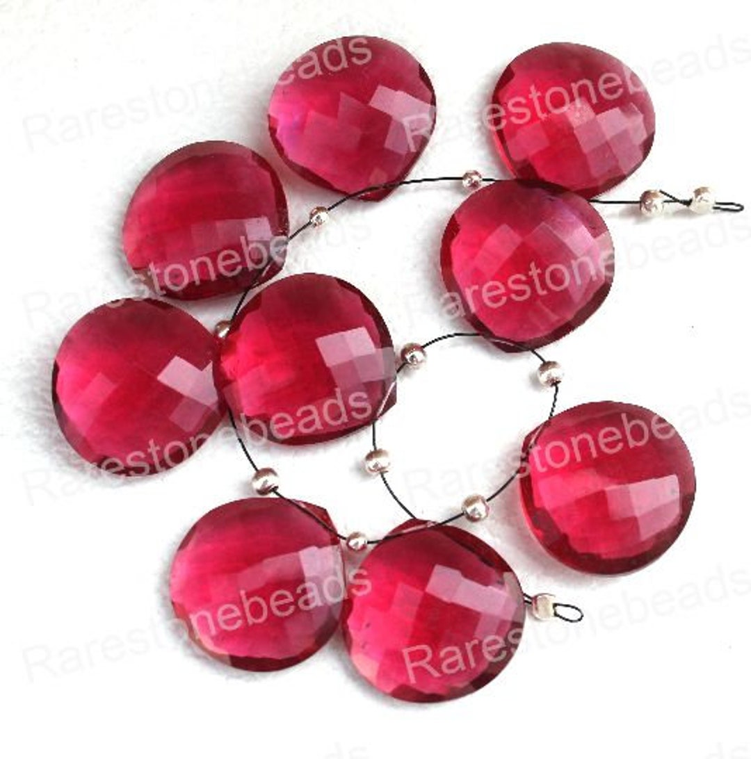 6 Pieces Ruby Lite Quartz Gemstone, Drilled Faceted Gemstone, Rubylite ...