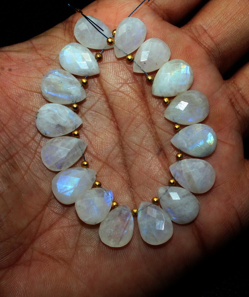 10 pieces natural rainbow moon stone drilled gemstone | Etsy