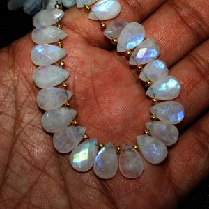 10 Pieces Natural Rainbow moon stone pear shape gemstone | Etsy