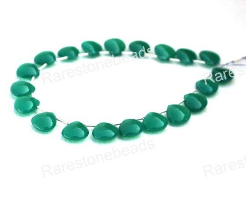 10 Pieces Natural Green Onyx Smooth Gemstone, Drilled Gemstone, Natural ...