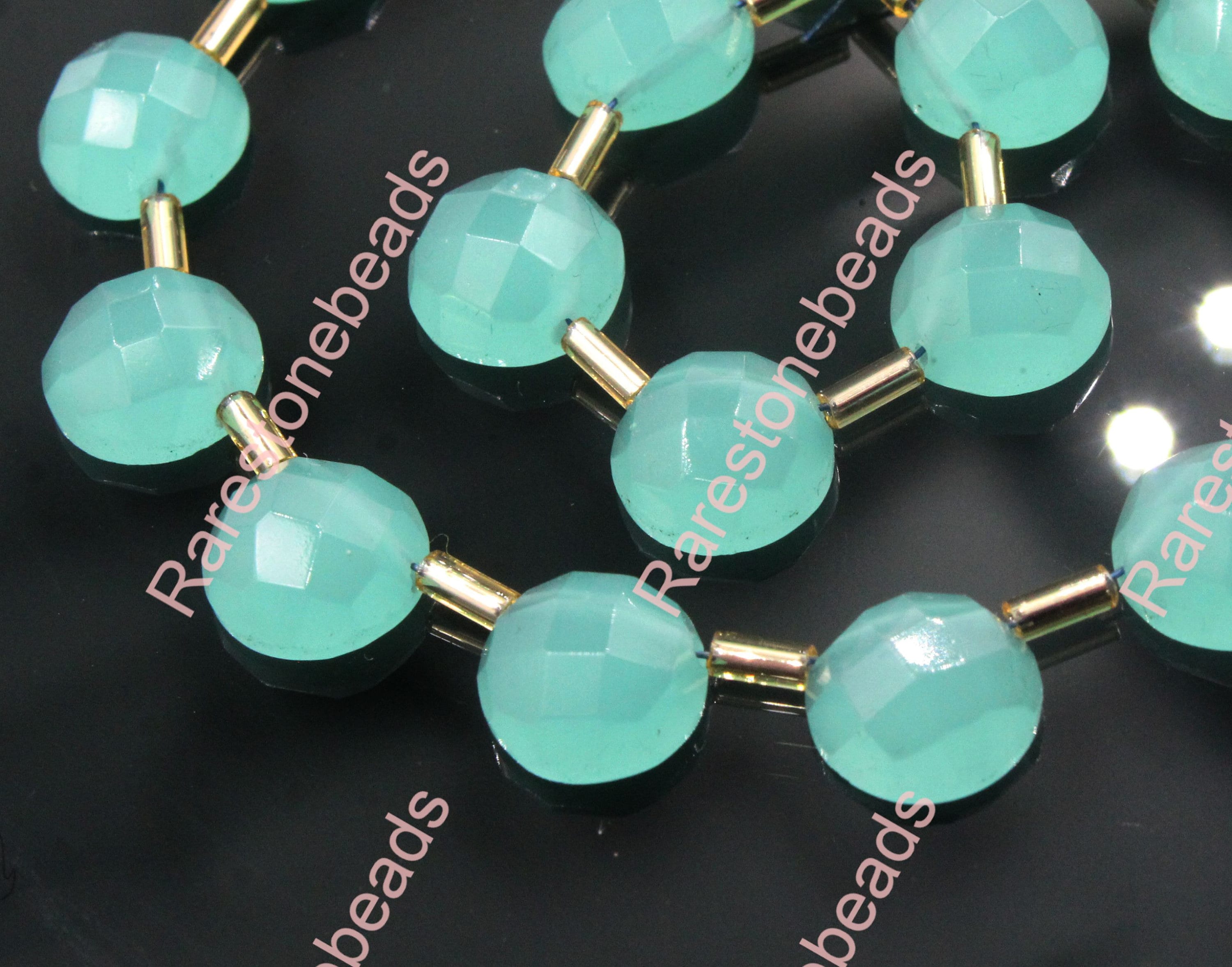 10 Pieces Aqua Chalcedony quartz Top drilled gemstone One | Etsy