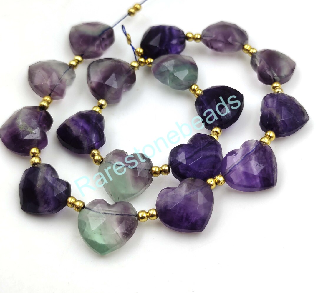 Multi Fluorite Gemstone, 10 Pieces, Gemstone Heart Shape, Top Drilled ...