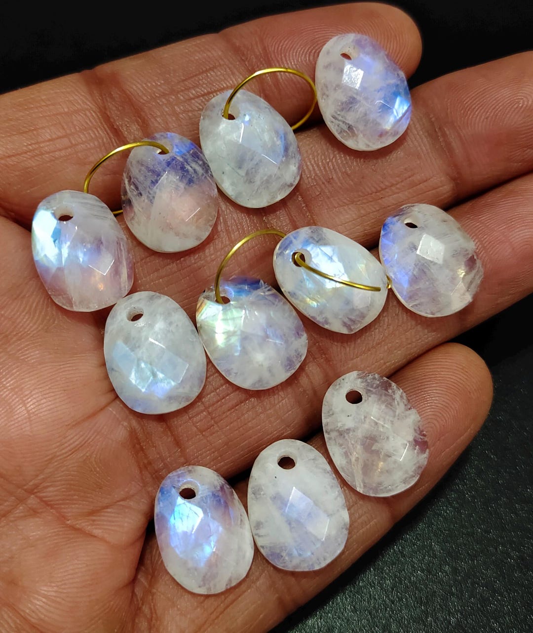 Rainbow Moon Stone, 10 Pieces, Natural Moon Stone, Faceted Stone ...