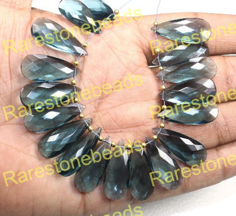 10 Pieces London Blue Quartz Gemstone Drilled Gemstone Blue | Etsy