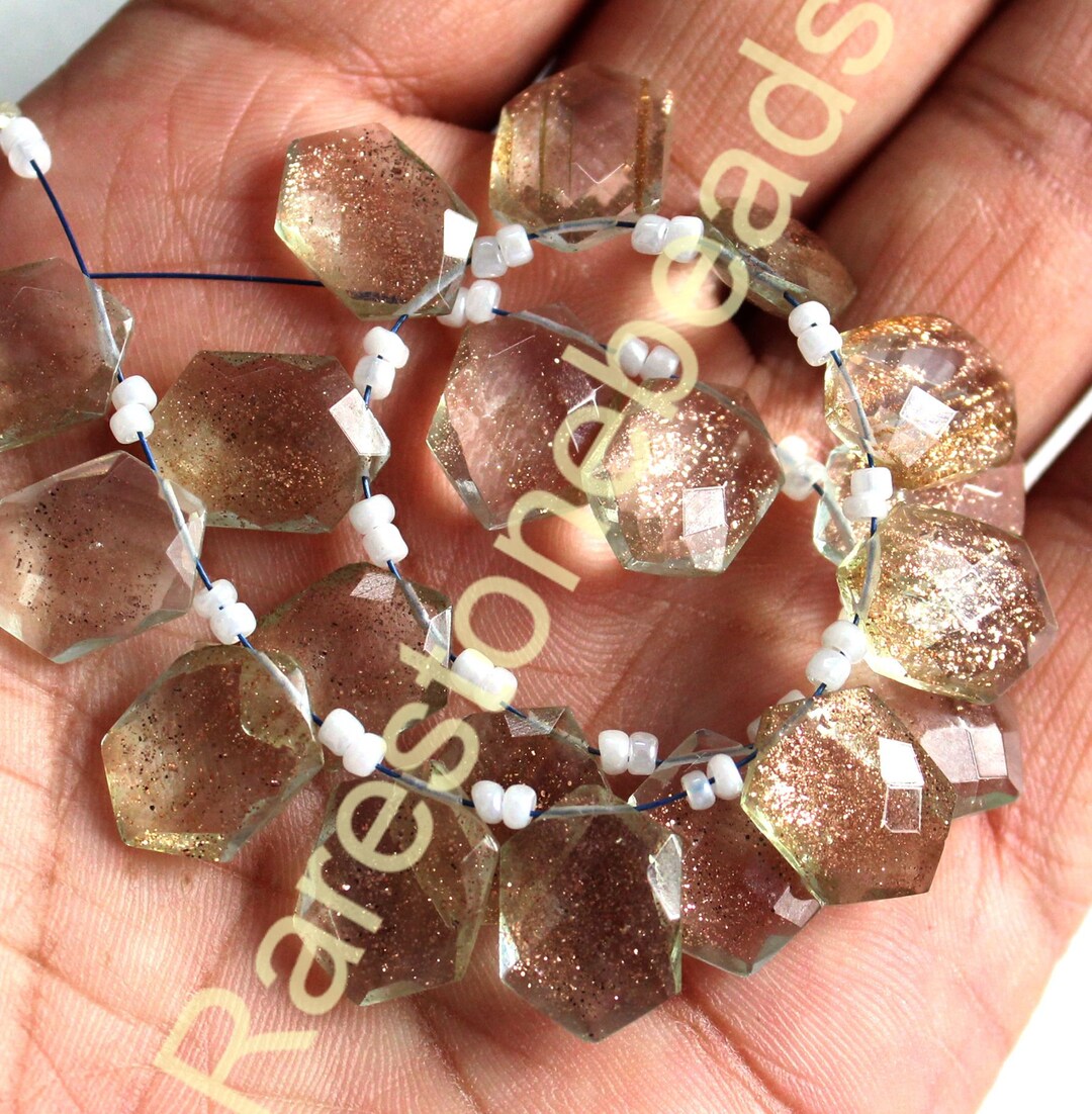 Golden Shine Quartz, 10 Pieces, Rhombus Shape Stone, Top Drilled ...