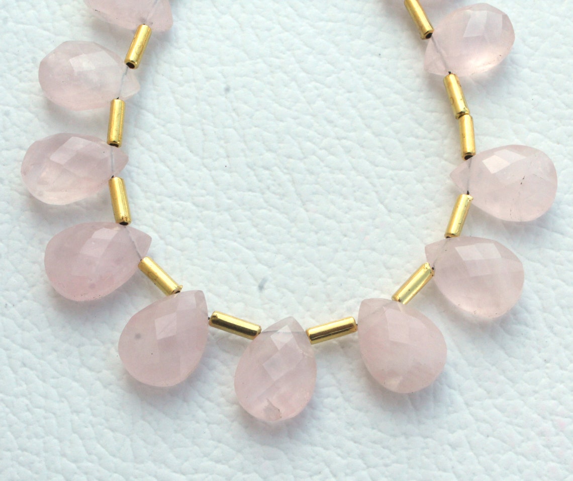 10 pieces natural rose quartz gemstone drilled gemstone | Etsy