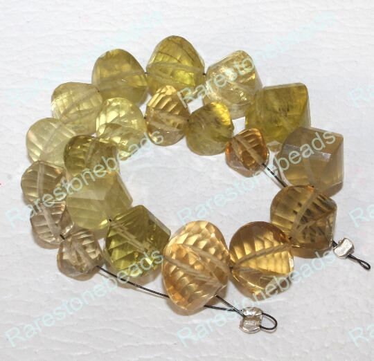 20 Pieces Natural Lemon Quartz Beads Twisted Beads Loose | Etsy