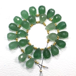10 Pieces Natural Green Strawberry Quartz Gemstone, Gemstone Teardrop ...