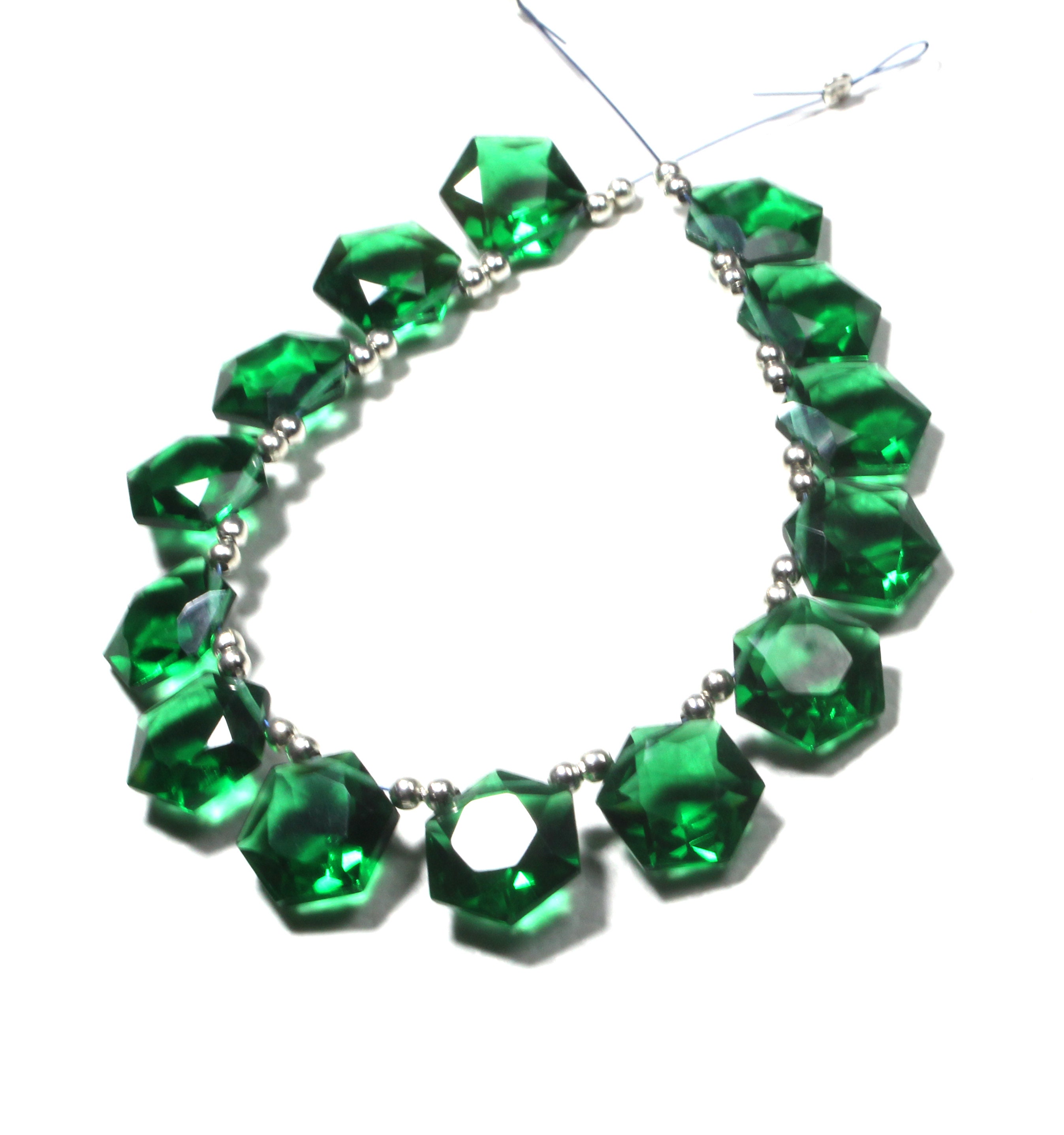 10 pieces Emerald quartz gemstone drilled gemstone hexagon | Etsy