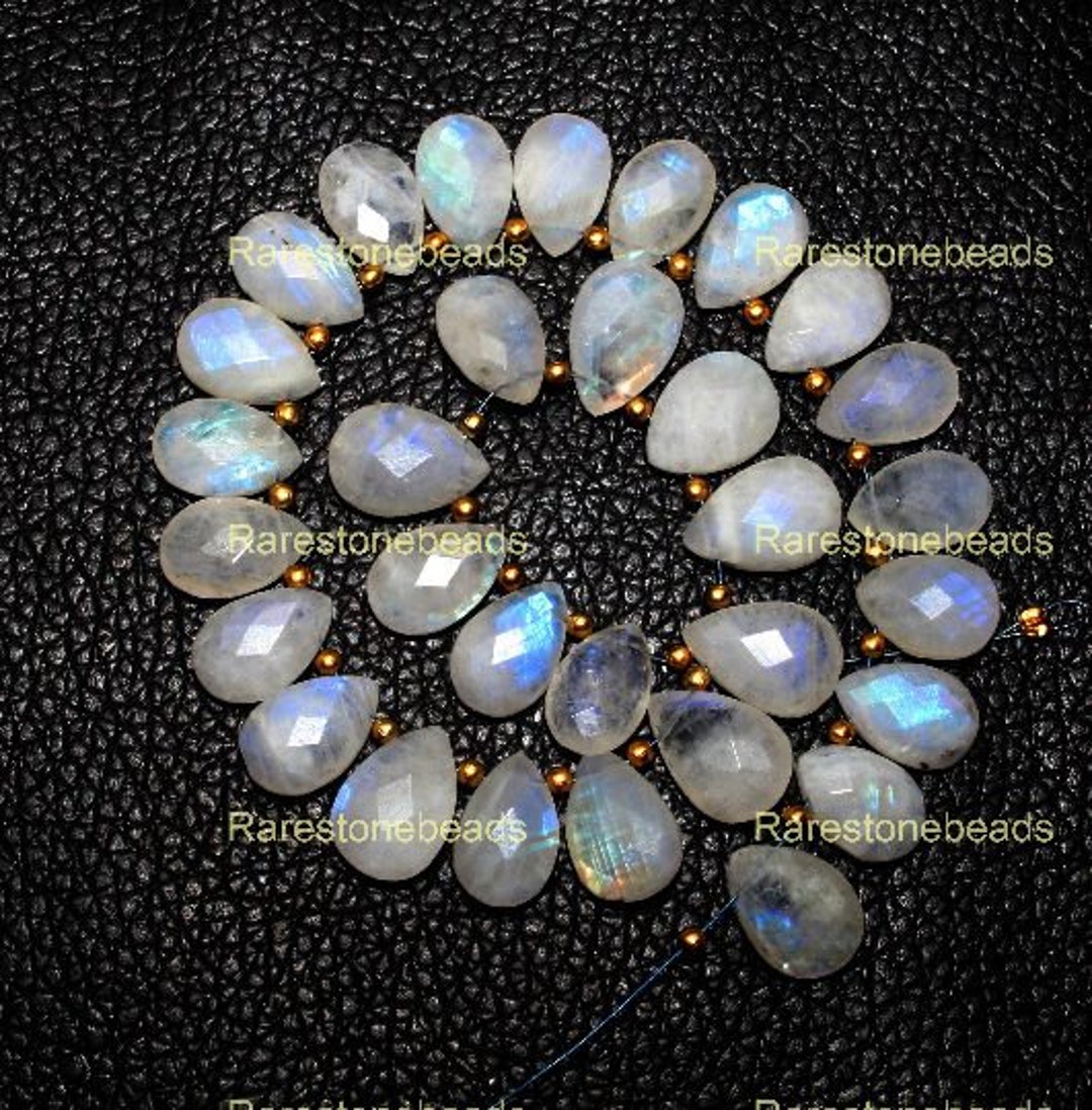 Rainbow Moon Stone, 10 Pieces, Top Drilled Gemstone, Natural Moon Stone ...
