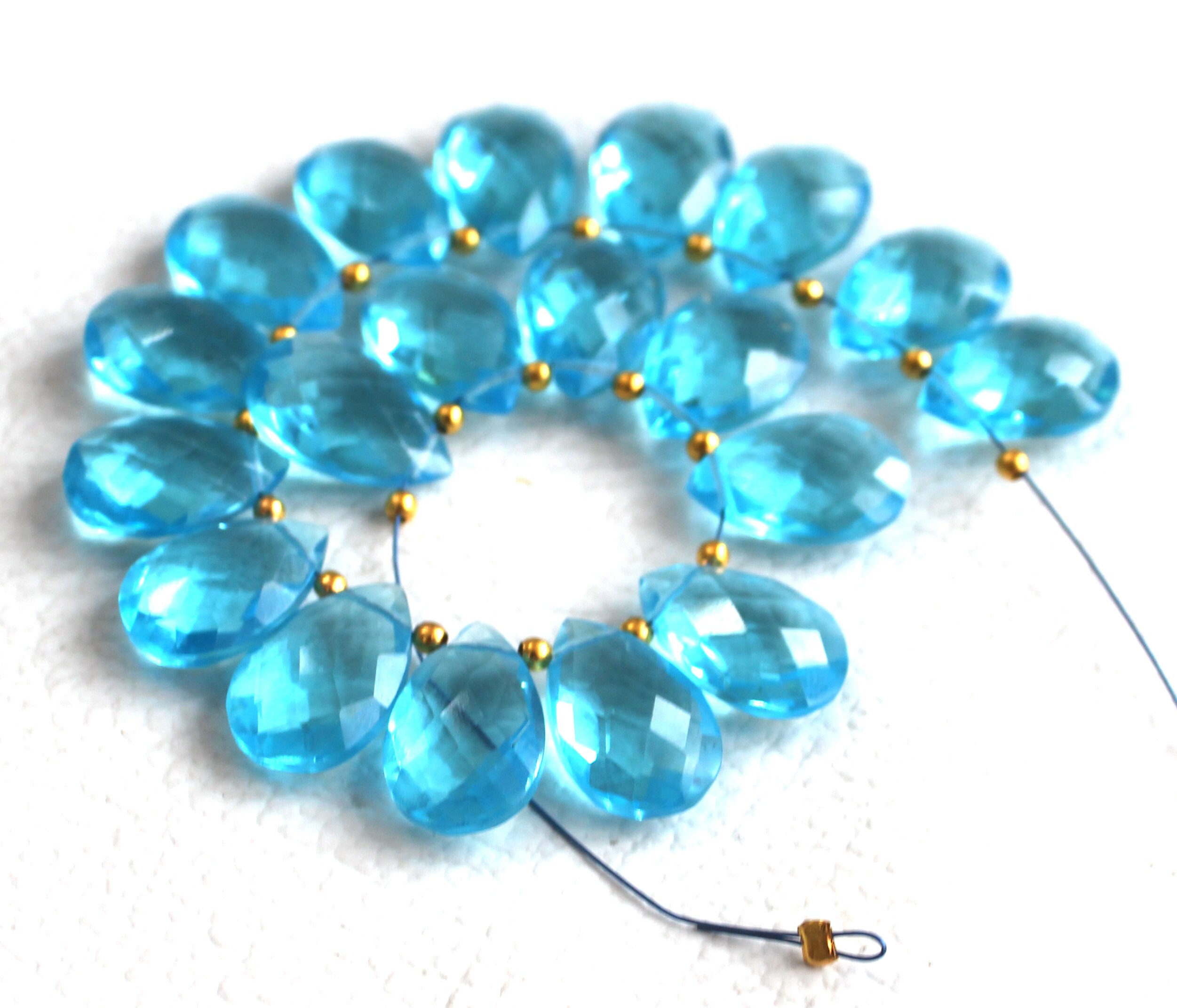 10 Pieces Sky Blue quartz gemstone Drilled gemstoneHandmade | Etsy