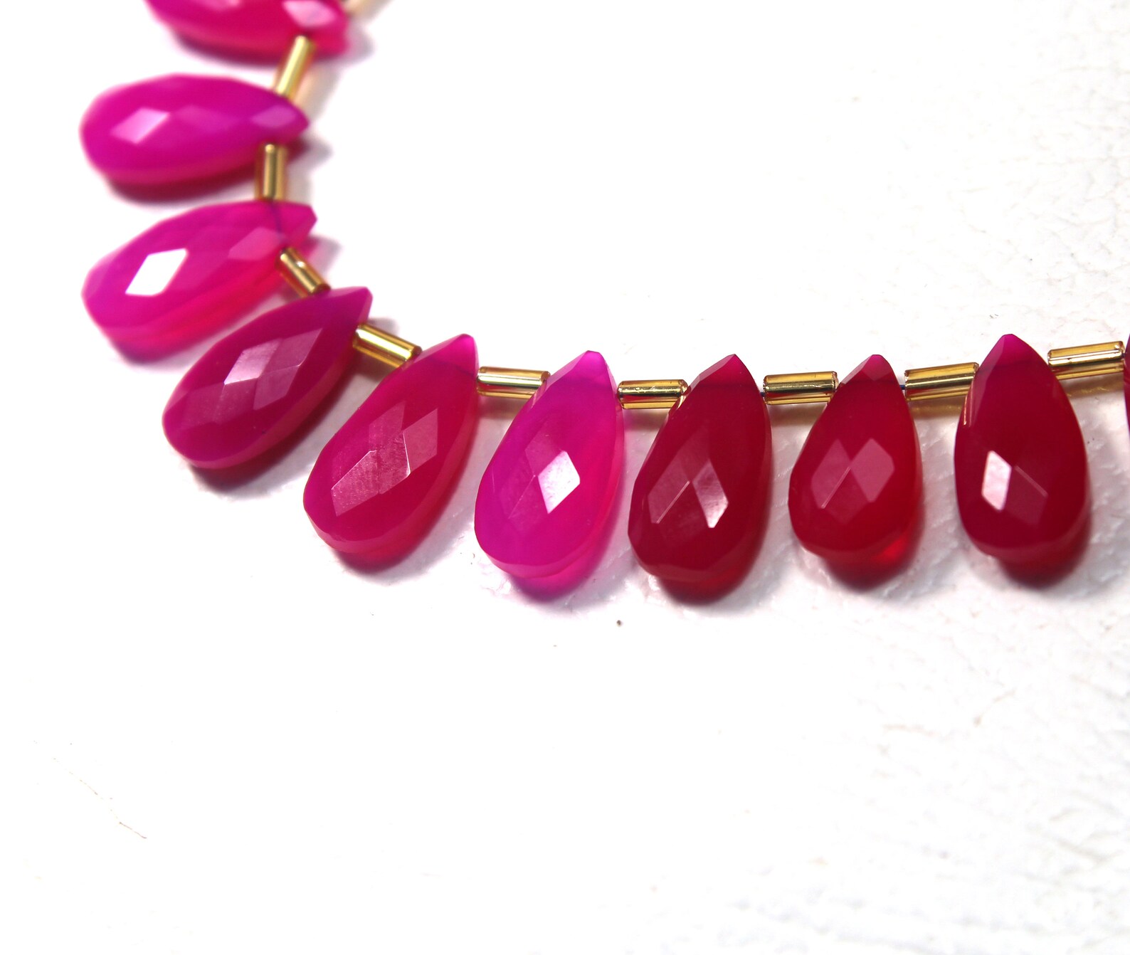 10 Pieces Natural Hot Pink gemstone drilled gemstone pear | Etsy