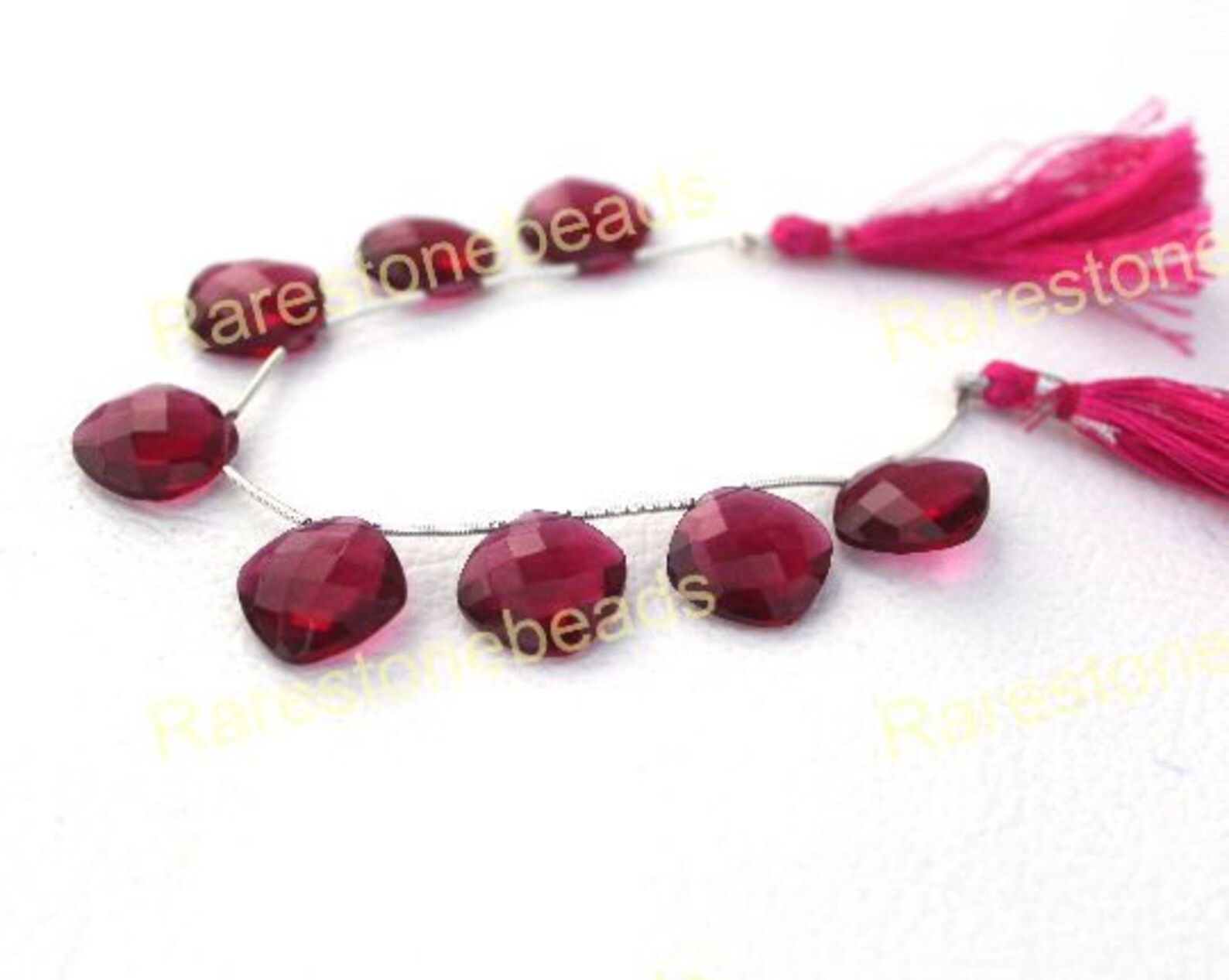 8 Pieces Ruby Lite Quartz Gemstone Drilled Gemstone Cushion | Etsy