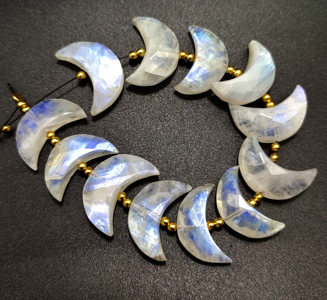 Moon Stone Moon, 8 Pieces, Natural Moon Stone, Drilled Gemstone ...