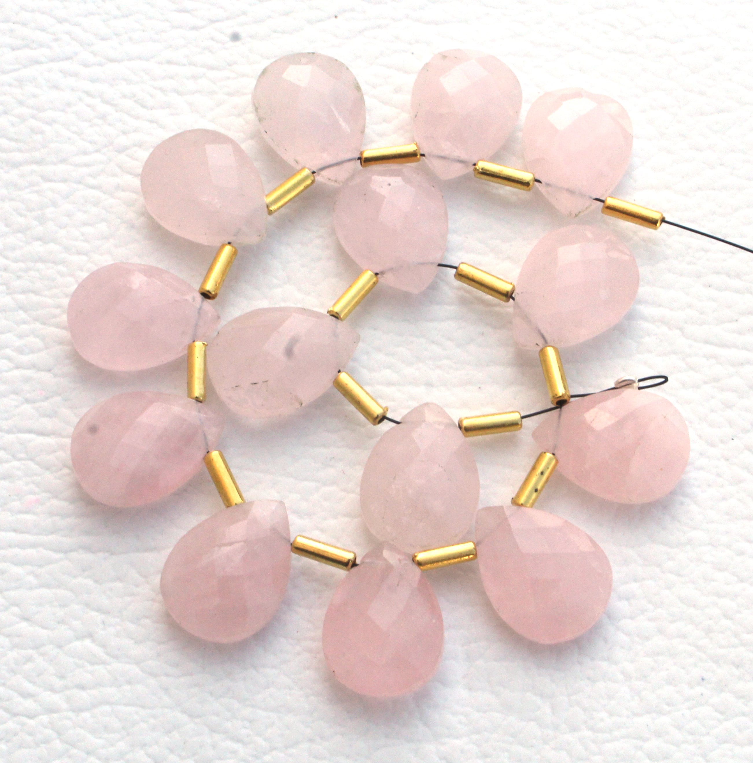 10 pieces natural rose quartz gemstone drilled gemstone | Etsy