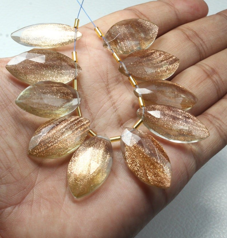 6 Pieces Golden Shine Quartz Gemstone, Top Drilled Gemstone, Marquise ...