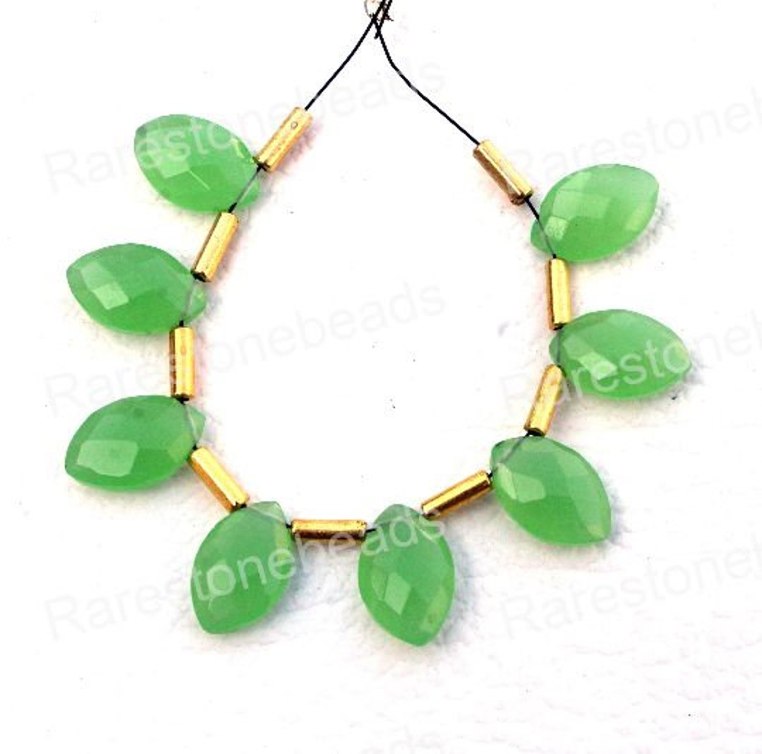 10 Pieces Parrot Green Quartz Gemstone, Hydro Gemstone, Marquise Shape ...