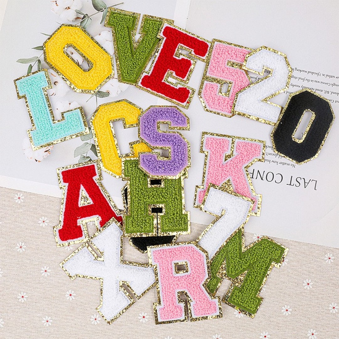 Personalized Letters Iron on Patch, Colorful Chenille Embroidered for ...