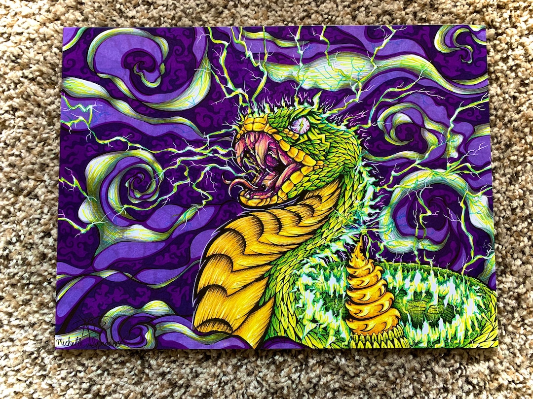 Eletric Snake - Snake - Eletric Type - Print - Handmade - Etsy