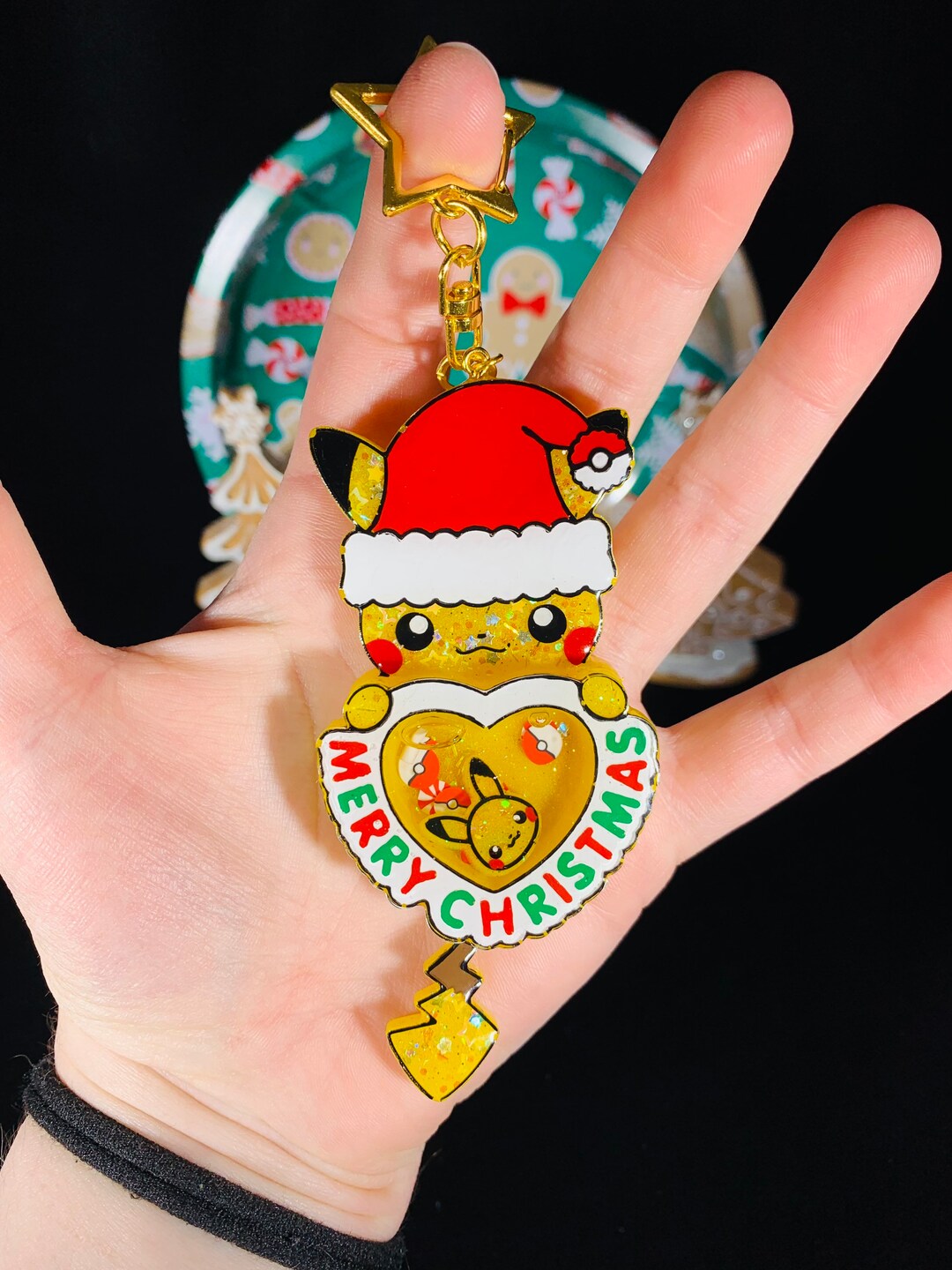 Merry Christmas Pikachu Keychain Shaker - Etsy