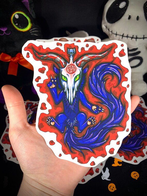 Bloody Satanic Baphomet Cat Sticker - Etsy
