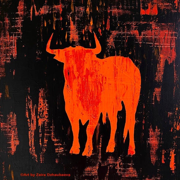 Bull Painting - Etsy