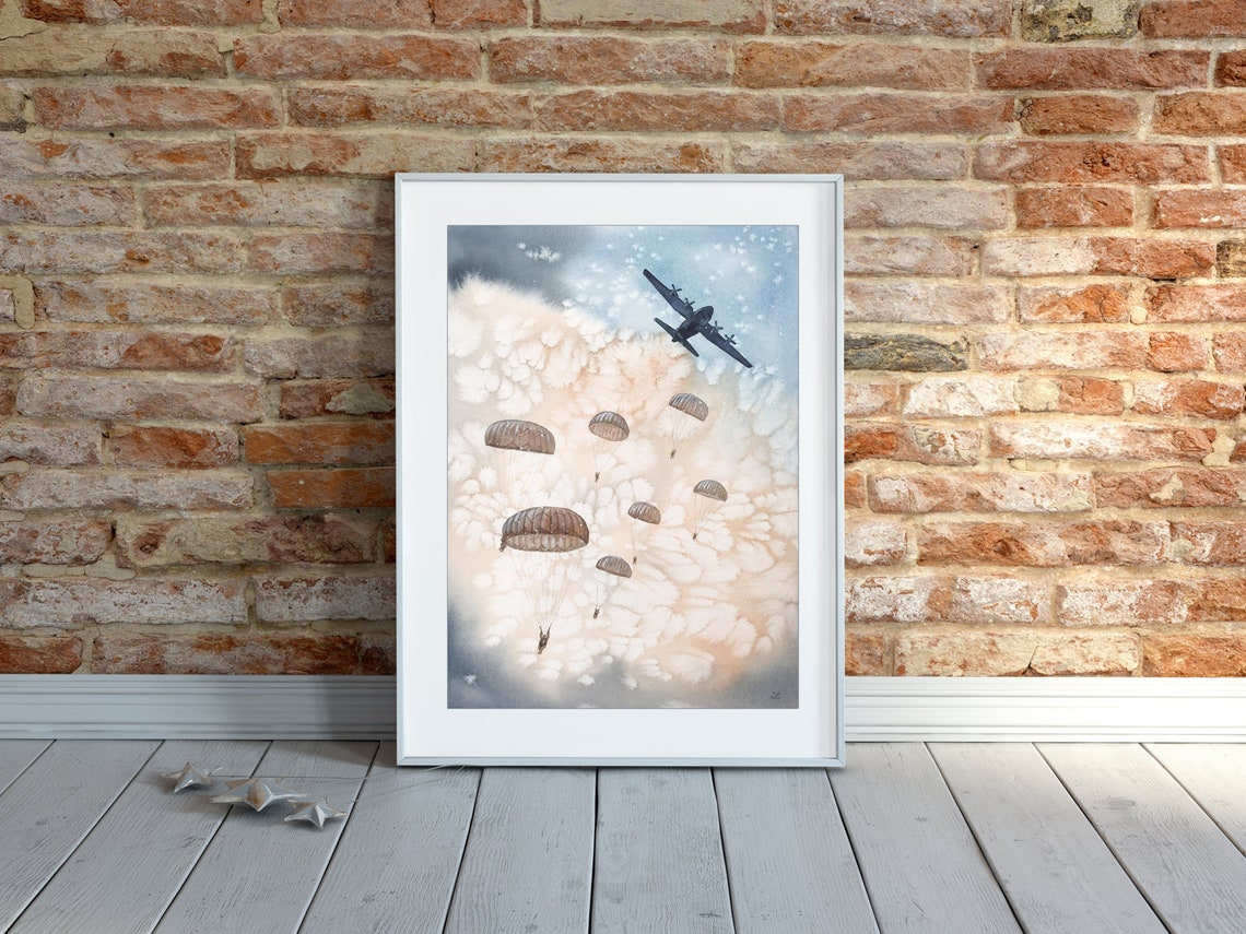 Airborne Art Print Paratroopers Watercolor Painting Parachute - Etsy